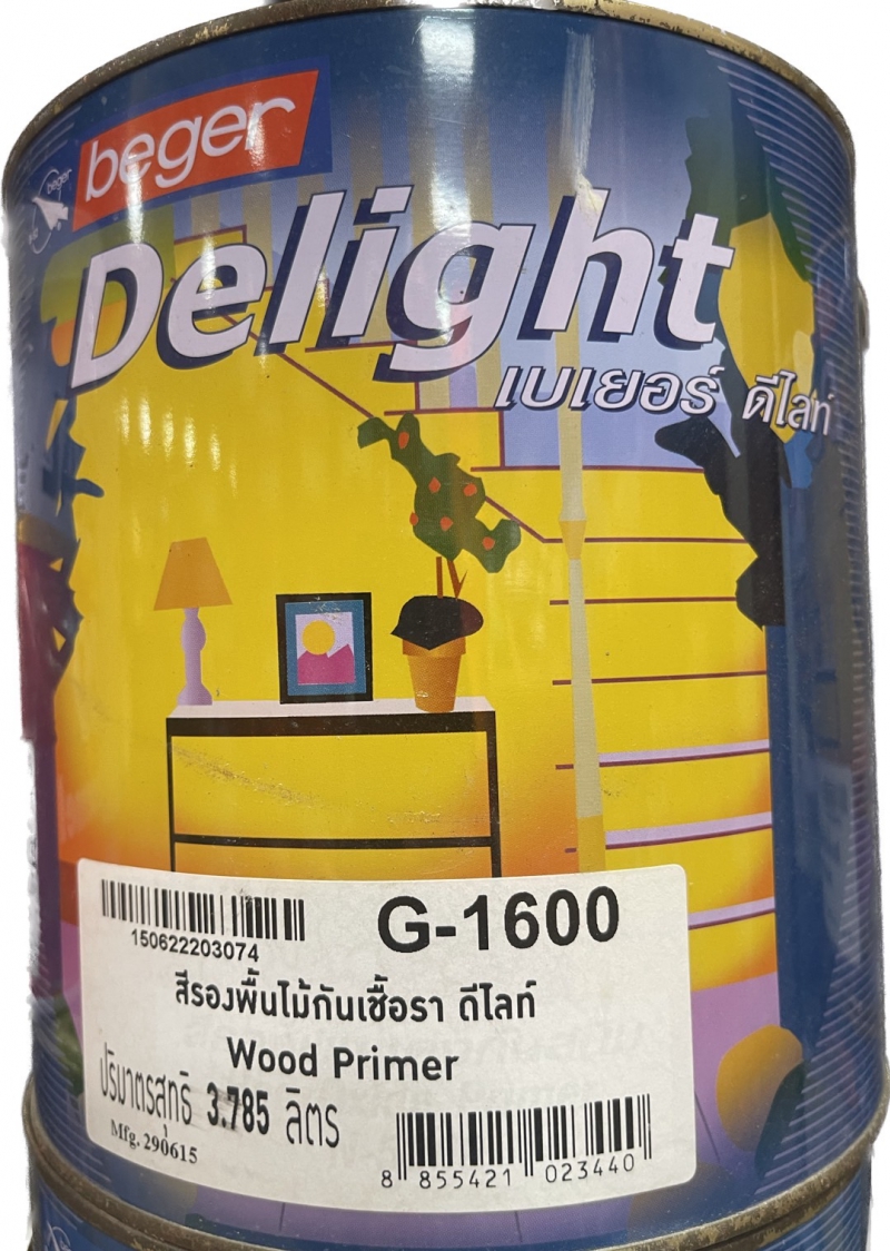 สีรองพื้นไม้กันเชื้อรา ดีไลท์ 1600 DELIGHT WOOD PRIMER G-1600 ขนาด 3. ...